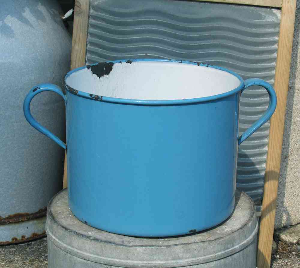 grosser alter Emaille Topf seltene Farbe - BLUE COTTAGE shop