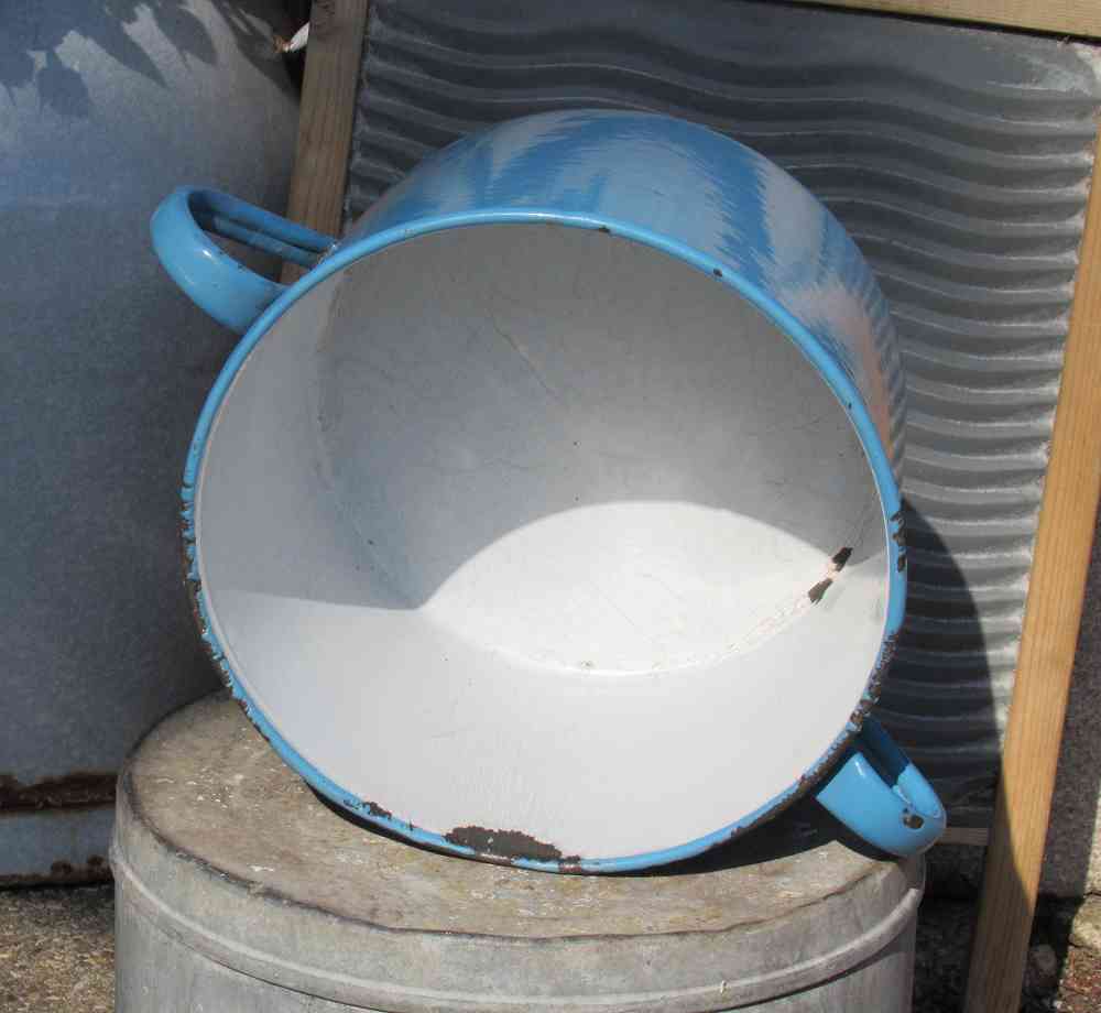 grosser alter Emaille Topf seltene Farbe - BLUE COTTAGE shop