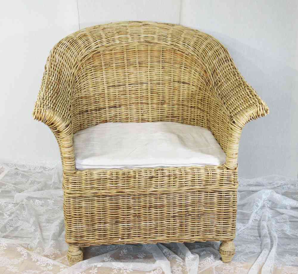 großer Korbsessel bequemer Rattansessel - BLUE COTTAGE shop